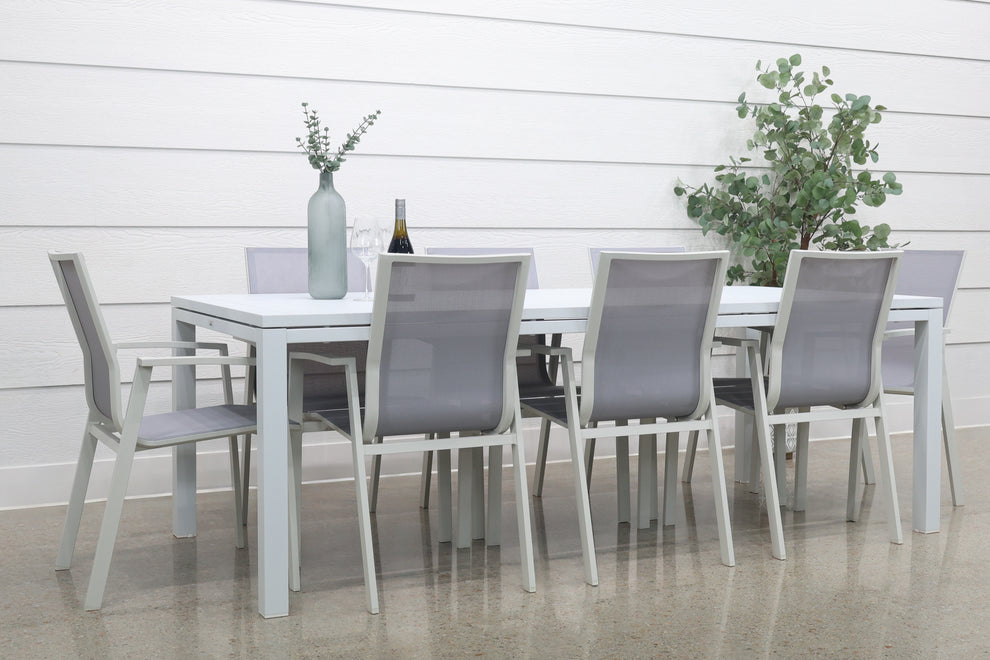 River Aluminium Slat Dining Table - White – McPhails Furniture