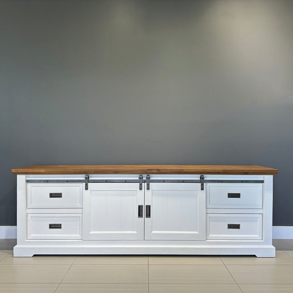 Provedore Two Tone Tv Unit - Large w/ 2 Barn Doors, 4 Drawers ...
